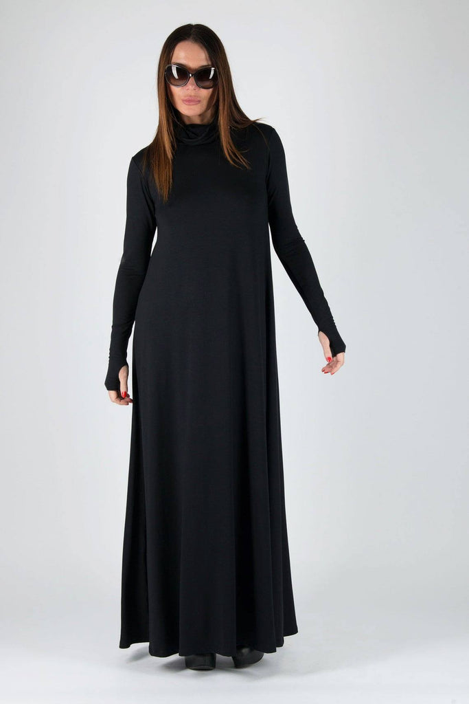 High Neck Maxi Dress with Thumb Hole | Ebham closh – JORYKO